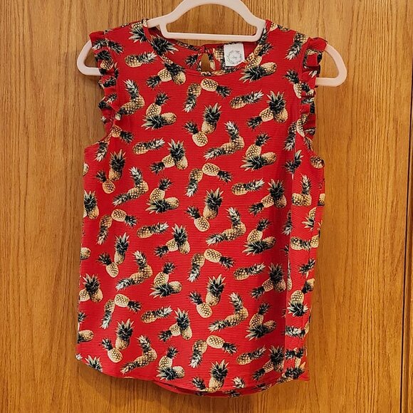 IVY Clothing | Tops | Ivy Clothing Ruffle Sleeveless Pineapple Blouse ...